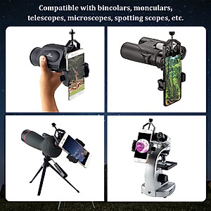 ToopMount Universal Smartphone Adapter Cell Phone Adapter Mount, Compatible Binocular Monocular Spotting Scope Telescope Microscope, Astronomical Telescope, for Record Nature World Black