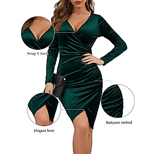 GUBERRY Christmas Holiday Party Dress for Women Fall Wedding Guest Dresses Formal Cocktail Dress Winter Velvet Sexy Going Out 2023(Wine,Small)