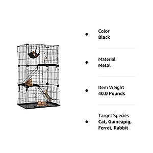 BestPet 3-Tier 67 Inch Cat Cage Enclosure Cat Crate Ferret Cage Cat Kennel Cat Playpen with Free Hammock 3 Cat Bed 3 Front Doors 2 Ramp Ladders Perching Shelves