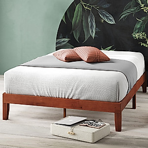 ZINUS Wen Wood Platform Bed Frame / Solid Wood Foundation / Wood Slat Support / No Box Spring Needed / Easy Assembly, King, Cherry