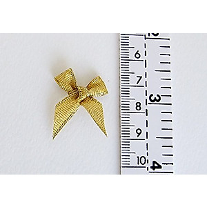 100 Assorted Smallest Gold & Silver Ribbon Bows Size 20 mm. Tiny Embellishment Craft Artificial Applique Wedding