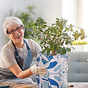 4 Pcs Boho Potato Grow Bags with Flap 5 Gallon Garden Planting Bag with Handles and Harvest Window Boho Garden Pots Thickened Tomato Planter for Potato Tomato Vegetable and Fruits