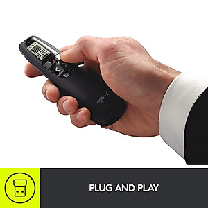 Logitech Professional Presenter R800, Wireless Presentation Clicker Remote with Green Laser Pointer and LCD Display , Black