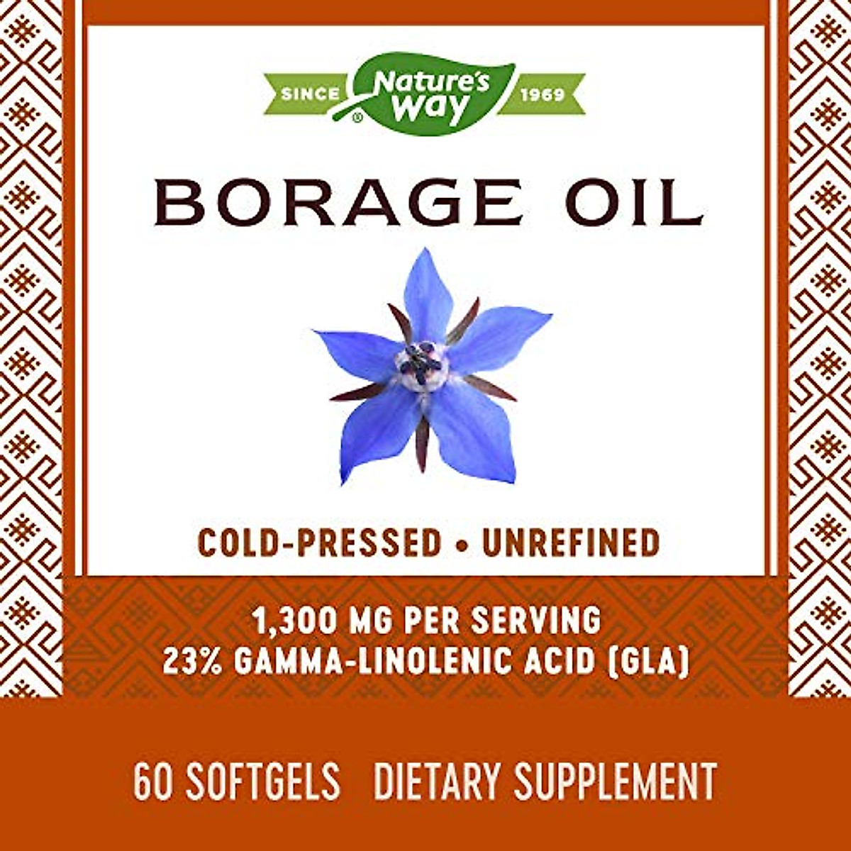 Nature's Way Borage, Cold Pressed Oil 1300mg, 60 Softgels