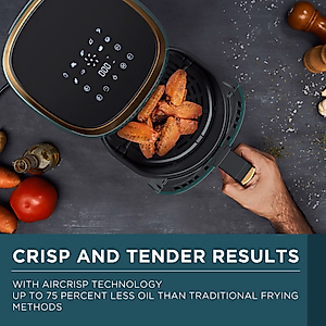 HAUSHOF Air Fryer, 4.2 Quart Compact Small Oven with 9 Cooking Functions, Nonstick Stainless Steel & Dishwasher-Safe, No-Oil Air Fry, Roast, Bake, Reheat, Fit for 1-4 People (Green)