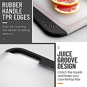 Plastic Cutting Board, Cutting Board for Kitchen Dishwasher Available, Chopping Board with Juice Groove, L, Empune