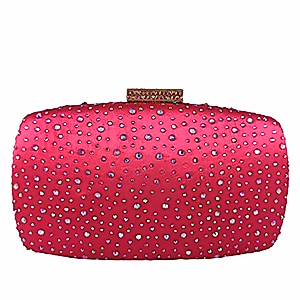 Boutique De FGG Fuchsia Women's Evening Handbags Wedding Party Crystal Clutch Purses Bridal Rhinestone Bags