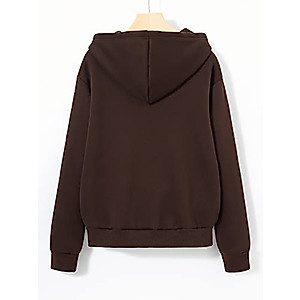 Floerns Women's Long Sleeve Zip Up Skeleton Hoodie Graphic Sweatshirt Jackets Coffee Brown L