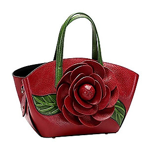 PIJUSH Designer Purses and Handbags for Women Floral Top Handle Satchel Handbag Ladies Crossbody Bags for Women (20103 Red)
