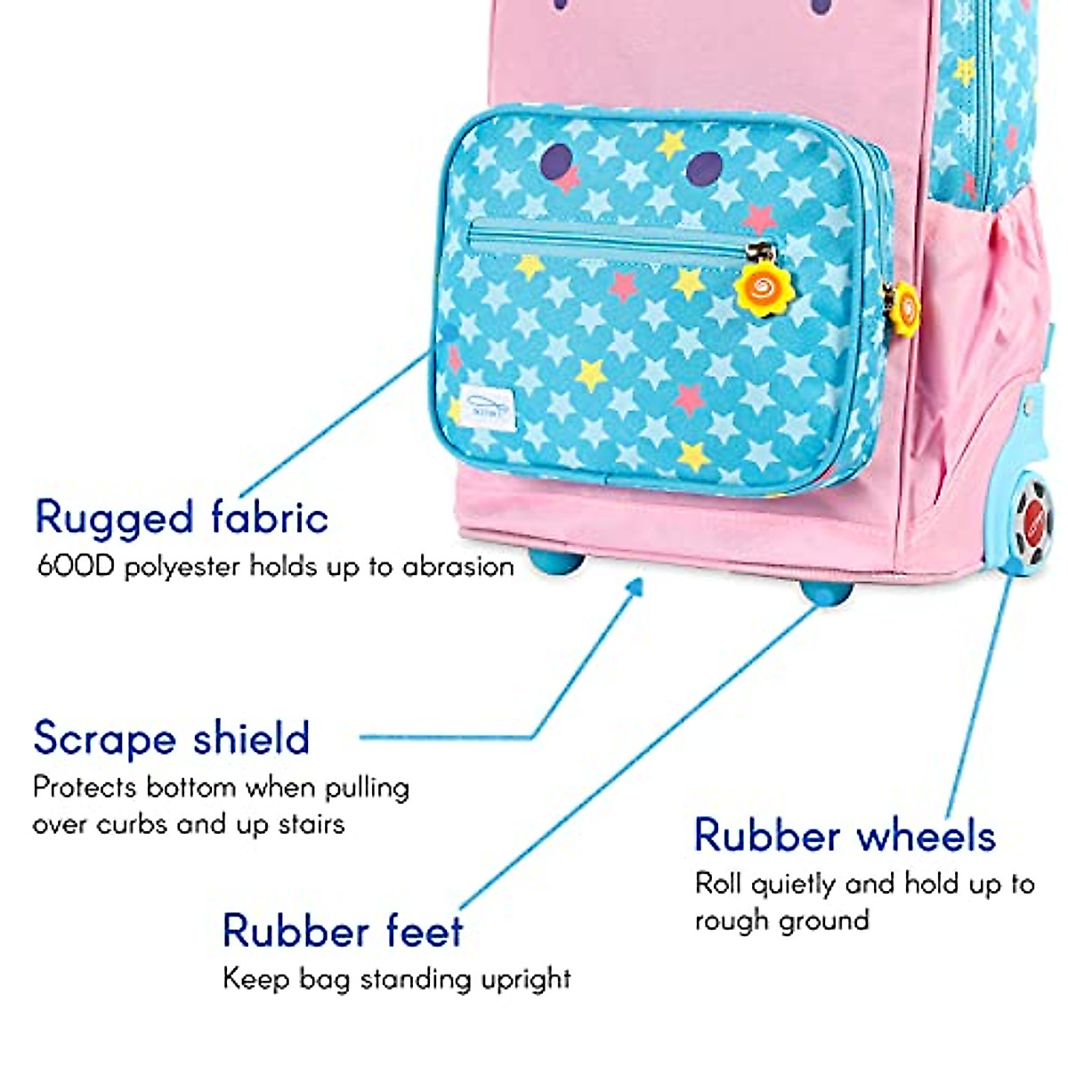 TWISE SIDE-KICK SCHOOL, TRAVEL ROLLING BACKPACK FOR KIDS AND TODDLERS (UNICORN)