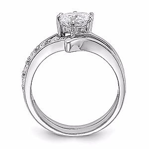 925 Sterling Silver 2 Piece Cubic Zirconia Cz Wedding Band Ring Set Fancy Engagement Fine Jewelry For Women Gifts For Her