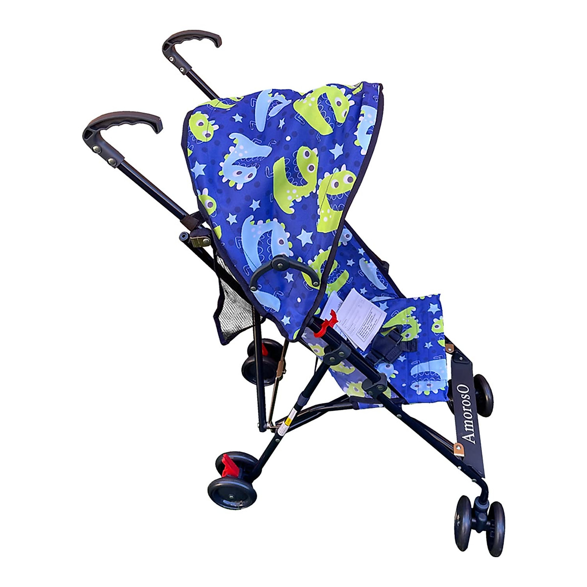 AmorosO Single Umbrella Stroller for Toddler, Travel Stroller for Babies - Sunlight and Light Rain Protection - Baby Stroller with Four EVA Wheels - Travel-Ready Stroller - Round Canopy Navy Blue