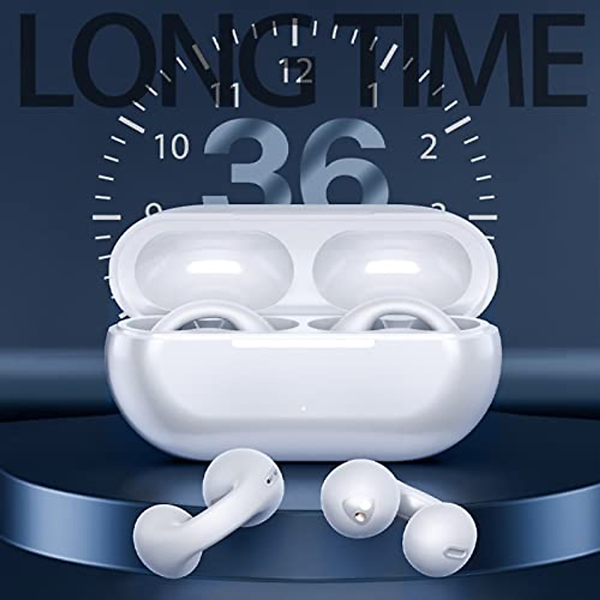 Peticehi Wireless Ear Clip Bone Conduction Headphones, Open Ear Headphones for iPhone Android, for Running Bicycle Sports Earbuds (Black)