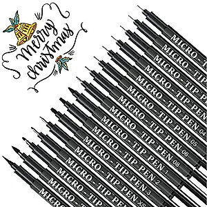 Vanstek 16 Pack Hand Lettering Pens, Calligraphy Pens Markers, Black Ink for Beginners Writing, Lettering, Bullet Dotted Journaling, Art Drawing, Signature, Illustrations and Office School Supplies