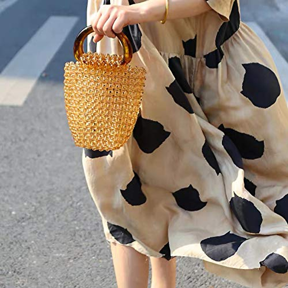 YUSHINY Women Colored Transparent Beaded Acrylic Handbag Handmade Evening Bags for Wedding Party