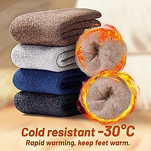 HUGSWEET Thermal Socks, Winter Warm Socks Mens for Insulated Cold Weather Heated Trapping Thermal Socks (4 Pairs-Multicolor1-2)
