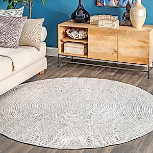 nuLOOM Braided Indoor/Outdoor Area Rug, 5' Round, Wynn Ivory