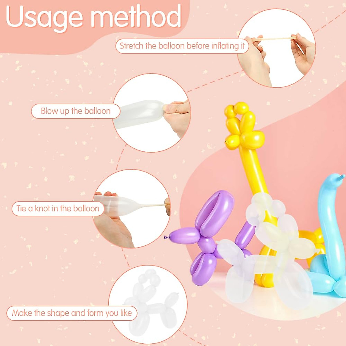 260 Balloons, 100 PCS Long Balloons, Clear Balloon Animal Balloons, Long Balloons for Tying Balloon Arch, Thickening Latex Twisting Animals Balloons for Wedding Birthday Party Decorations