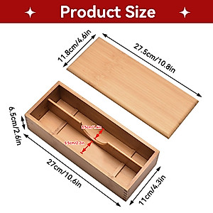 Wooden Cutlery Box with Lid, Small Drawer Organizer Kitchen, Cutlery Organizer in Drawer for Spoon Chopsticks Storage Box Container for Kitchen Countertop Dining Table 27 X 11 X 6.6cm