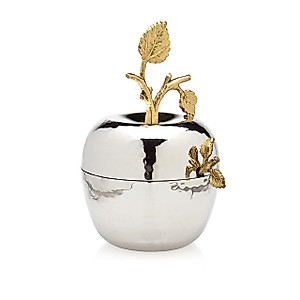 Godinger Jam Jar with Spoon, Honey Dish with Dipper Spoon, Honey Jar, Leaf Apple Design