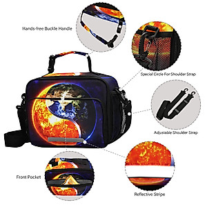 3d Balance Yin Yang Lunch Bag for Women Men Japanese Sun Earth Insulated Cooler Tote Bag with Adjustable Shoulder Strap Large Capacity Reusable Leakproof Picnic Lunch Box Outdoor for Adult Office