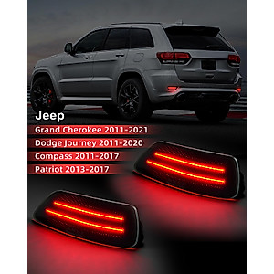 NEIFILES LED Rear Bumper Reflector Lights Compatible with Jeep Compass 2011-2017 Fog Light Assembly for Grand Cherokee 2012-2018, Patriot 2013-2017, Dodge Journey 2011-2020 Pack of 2