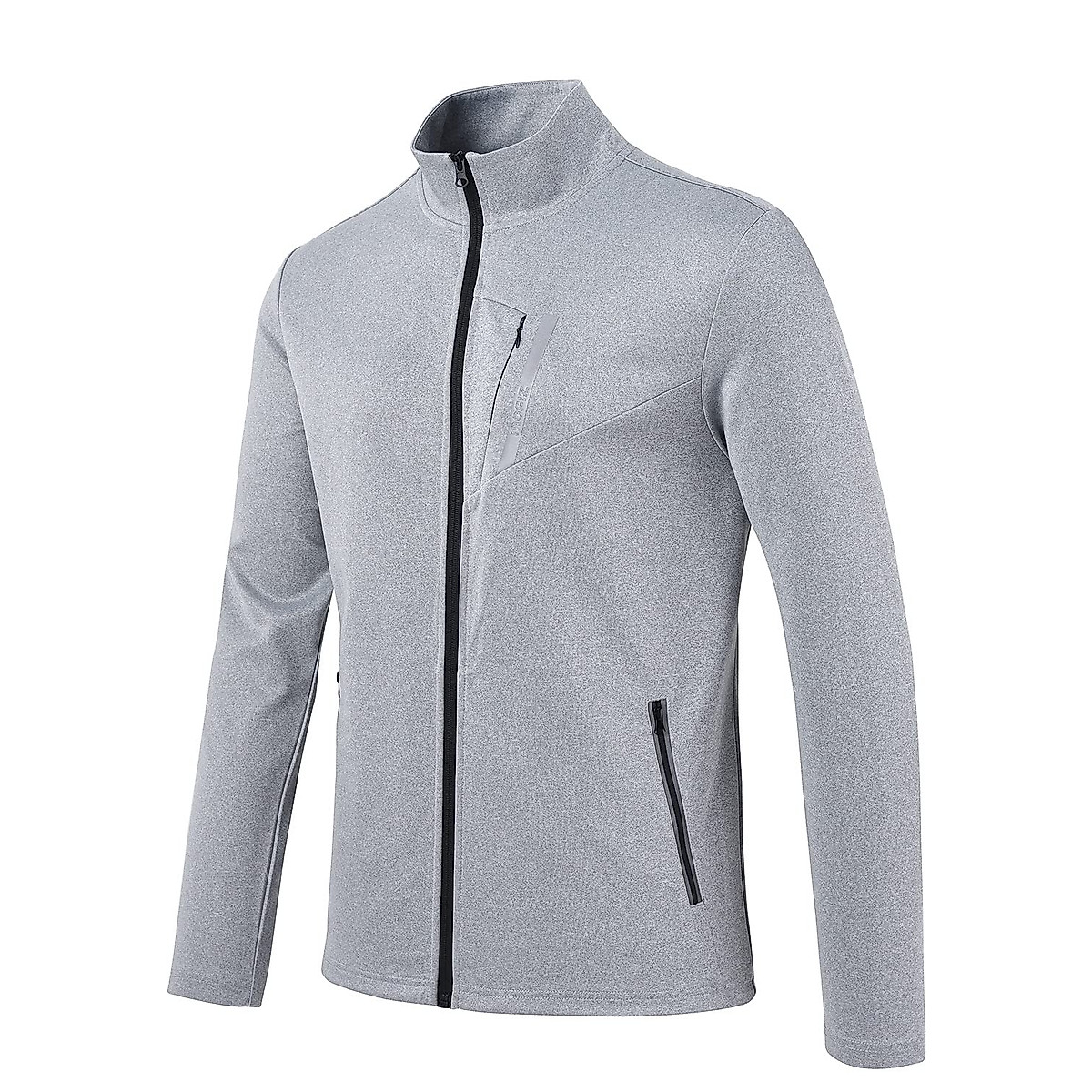 MoFiz Men's Tracksuits,Full Zip Sweat Suits For men,Solid Jogger Sets Active Jackets and Pants 2 Piece Sport Suit For Men's Outfits Light Gray L