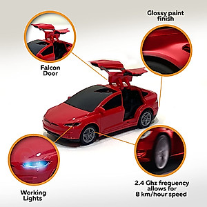 T-Power! Dynamic Remote Control Car 1:24 Scale RC Vehicle Great Gift for Children Remote Control Car Model with Falcon Door in Red Color