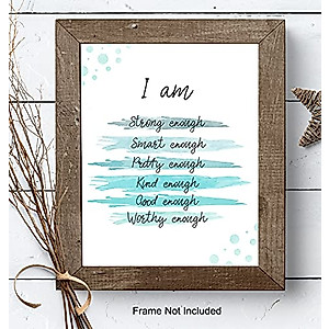 Positive Quotes Wall Decor - Positive Affirmations - Encouragement Gifts for Women, Teens, Girls - Inspirational Quotes - Motivational Wall Art - Inspiring Uplifting Sayings Wall Decor - Light Blue