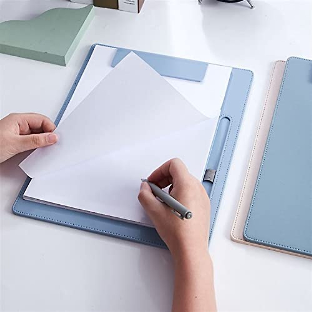 TOMYEUS Folder A4 Business Pad Folder Board Exam Writing Board Pad Board Special Clip Book Stationery Writing Pad Cardboard Signature File Folders (Color : A4-Beige)