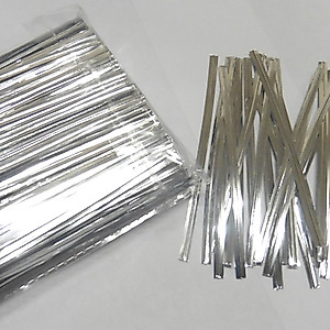 Weststone - 1000pcs 4" Silver Metallic Twist Ties foil Twist Ties for Cello Bags Treat Bags in Birthday Party Wedding Party