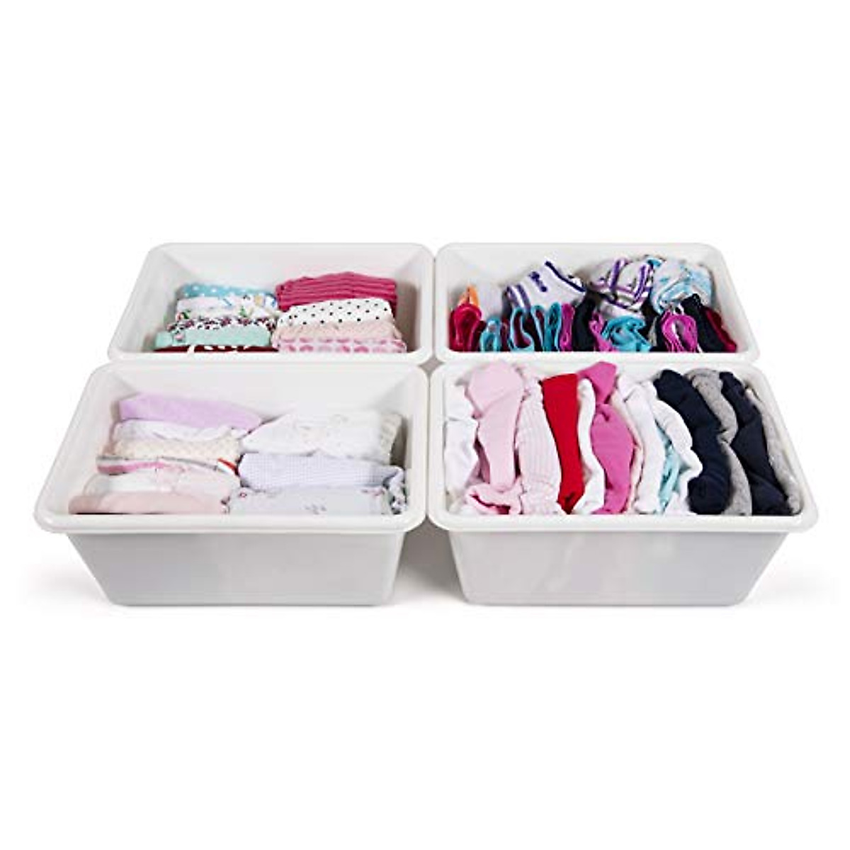 Humble Crew, White Small Plastic Storage Bins, Set of 4