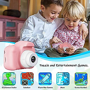 Gridspace Upgrade Kids Camera Toys for 3 4 5 6 7 8 9 Year Old Girl Christmas Birthday Gift Digital Video Camera,Mini Play Video Camera with 1080P HD 2 Inch Screen with 32GB Card