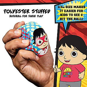 Franklin Sports Ryan's World Kids Baseball Bat + Ball Set - Soft Plastic Jumbo Bat + Baseball for Kids + Toddlers - Beginner Toy Baseball Bat Set