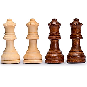 Husaria Staunton Tournament No. 4 Chessmen with 2 Extra Queens and Wooden Box, 3-inch Kings