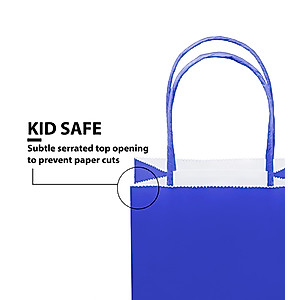 12 Counts Food Safe Premium Paper and Ink Small 8.5" X 5.25", Vivid Colored Kraft Bag With Colored Sturdy Handle, Perfect For Goodie Favor DIY Bag, Environmentally Safe (Small, Royal Blue)