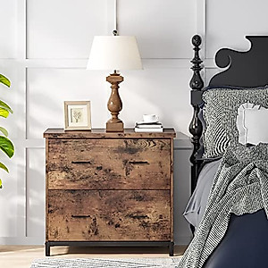 Tribesigns 2-Drawer File Cabinet, Wood Lateral Filing Cabinet, Home Office File Cabinet for A4, Letter Size, Rustic Brown