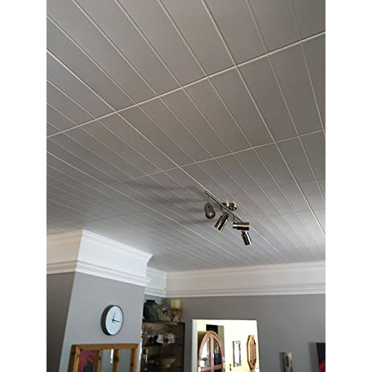 A La Maison Ceilings R104 Bead Board Foam Glue-up Ceiling Tile (256 sq. ft./Case), Pack of 96, Plain White