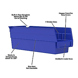 Akro-Mils 30120 Plastic Nesting Shelf Bin Box, (12-Inch x 4-Inch x 4-Inch), Yellow, (24-Pack)