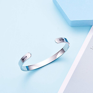 LParkin Marathon Runners Gifts Bracelet Running Jewelry Men Women One Mile At A Time Bracelet 1/4” x 6" Stainless Steel Polished Finish