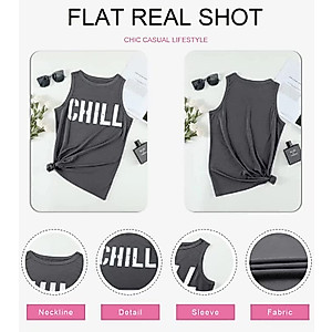 Dokotoo Womens Ladies Summer Casual Letters Print Graphic Tees Crewneck Cotton Soft Sleeveless Blouse Shirts Workout Long Cami Tank Tops for Women Loose Fit