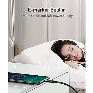 USB C to USB C Cable, uni USB Type C 100W Fast Charging Nylon Braided Cable (5A 20V) Compatible with iPad Pro 2019/2018, MacBook Pro 2019/2018/2017, Dell XPS 13/15, Surface Book 2 and More, 6.6ft