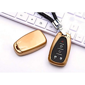 Xotic Tech Glossy Gold Smart Remote Key Fob Shell Cover Compatible with Chevy Malibu Camaro Cruze Spark Bolt (Fits: 3/4/5-button)