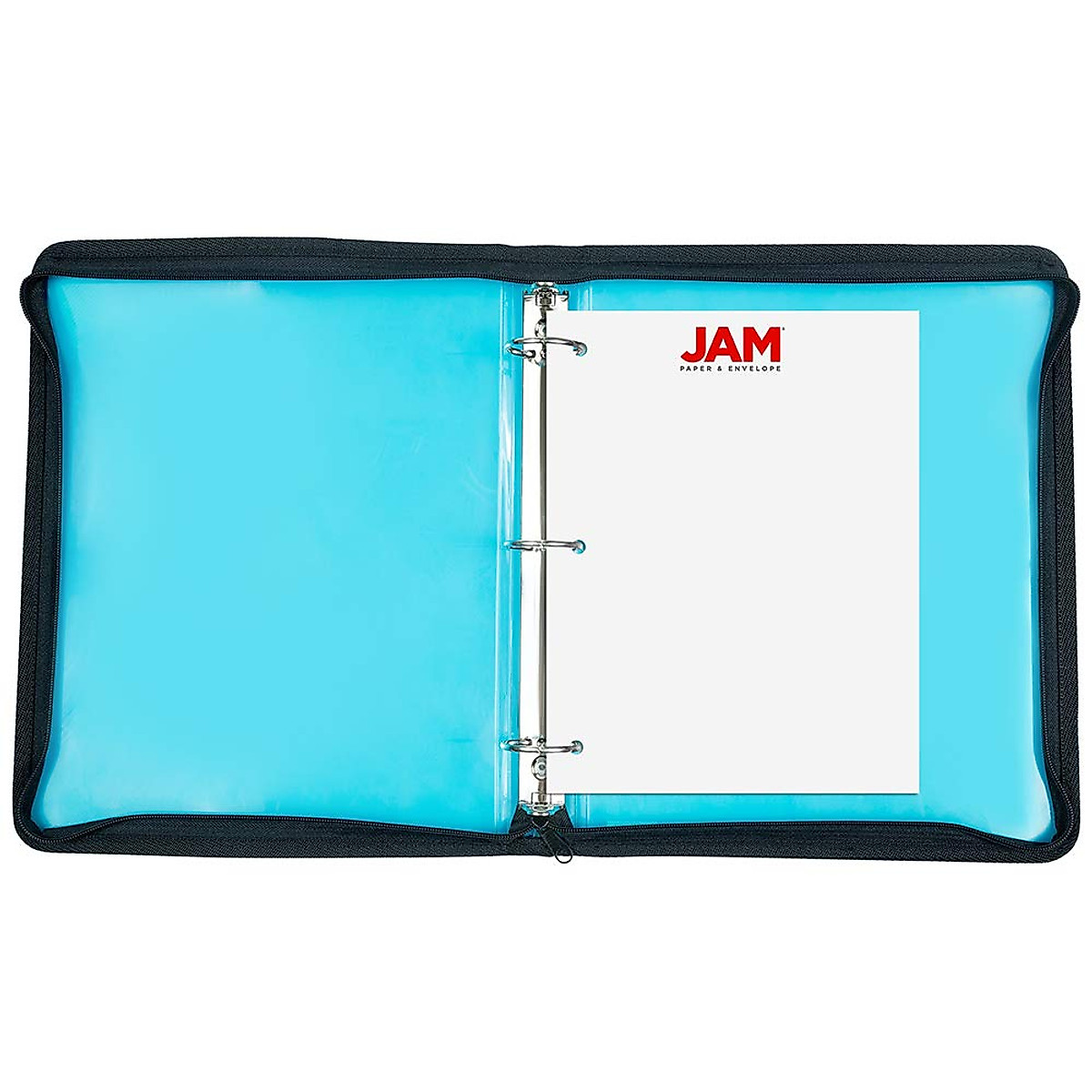 JAM PAPER Plastic Zipper 1 inch Binder - Blue 3 Ring Binder - Sold Individually