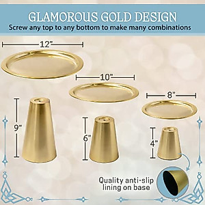 Cake Stand Set Of 3 - Gold Cake Stands For Desert Table - Wedding Cake Stand And Dessert Stands In Three Interchangeable Sizes Of 8, 10, 12Inch. Perfect Strong Cake, Cupcake Stand Set By Wanda Living