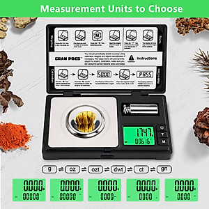 GRAM PRES High Precision Milligram Scale,50g/0.001g Digital Mini Pocket Gram Scale,Mg Scale for Weighing Powders,Jewelry, Medicine, Gem, Reloading, with Cal Weight, Tweezer ，Tray and Scoop