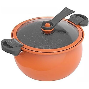Non Stick Pressure Cooker,Thickened and Durable Medical Stone Soup Pot 8L Large Capacity Micro Pressure Cooker with Transparent Glass Lid (Orange)