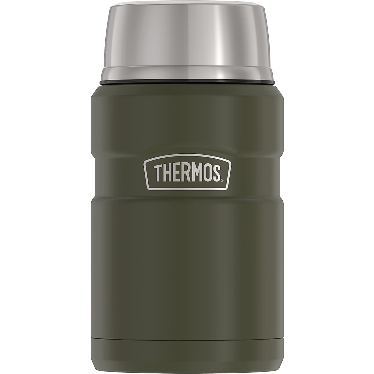THERMOS Stainless King Vacuum-Insulated Food Jars, 16 Ounce and 24 Ounce, Matte Steel and Army Green