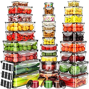 70 Pack Large Food Storage Containers with Lids-Total 769 Oz ,85 OZ to Small Box(35 Boxes,35 Lids) Airtight Plastic containers with lids-Containers for Kitchen Pantry Organizers-Freezer Microwave safe