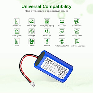 EBL 7.4V 2200mAh Li-ion Rechargeable Batteries Replacement Batteries for Electronics, Toys, Lighting, Equipment
